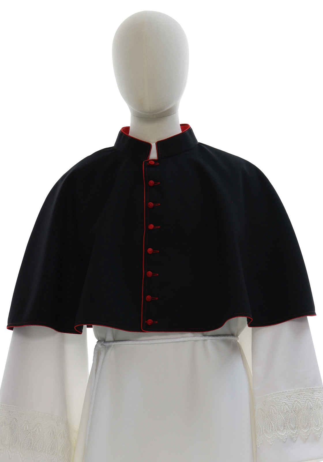 Black mozzetta with red trim MOZZ-CZ-C EN - Ars Sacra